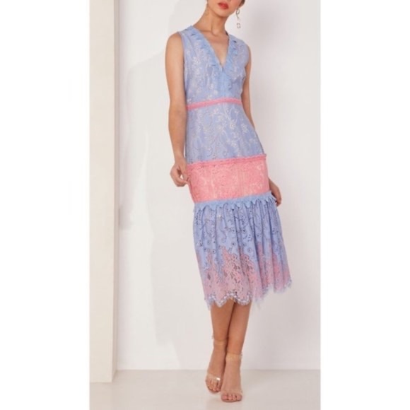foxiedox | Dresses | Nwt Foxiedox Fifi Colorblock Lace Dress Pink Blue ...